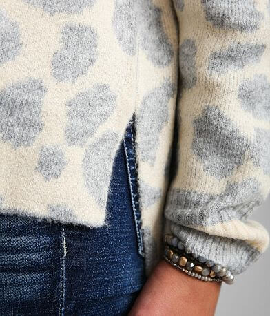 GILLI Animal Print Drop Shoulder Sweater - Women's Sweaters in Ivory ...