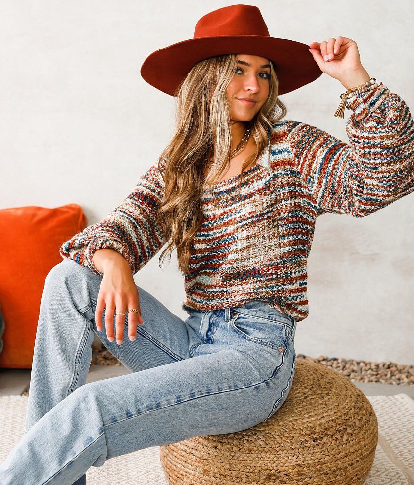 Willow And Root Square Neck Sweater Womens Sweaters In Multi Buckle