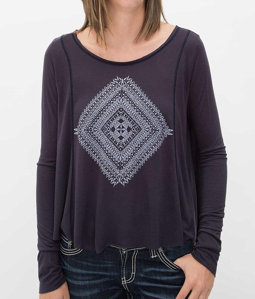 Daytrip Raw Edge Top - Women's Shirts/Blouses in Charcoal | Buckle