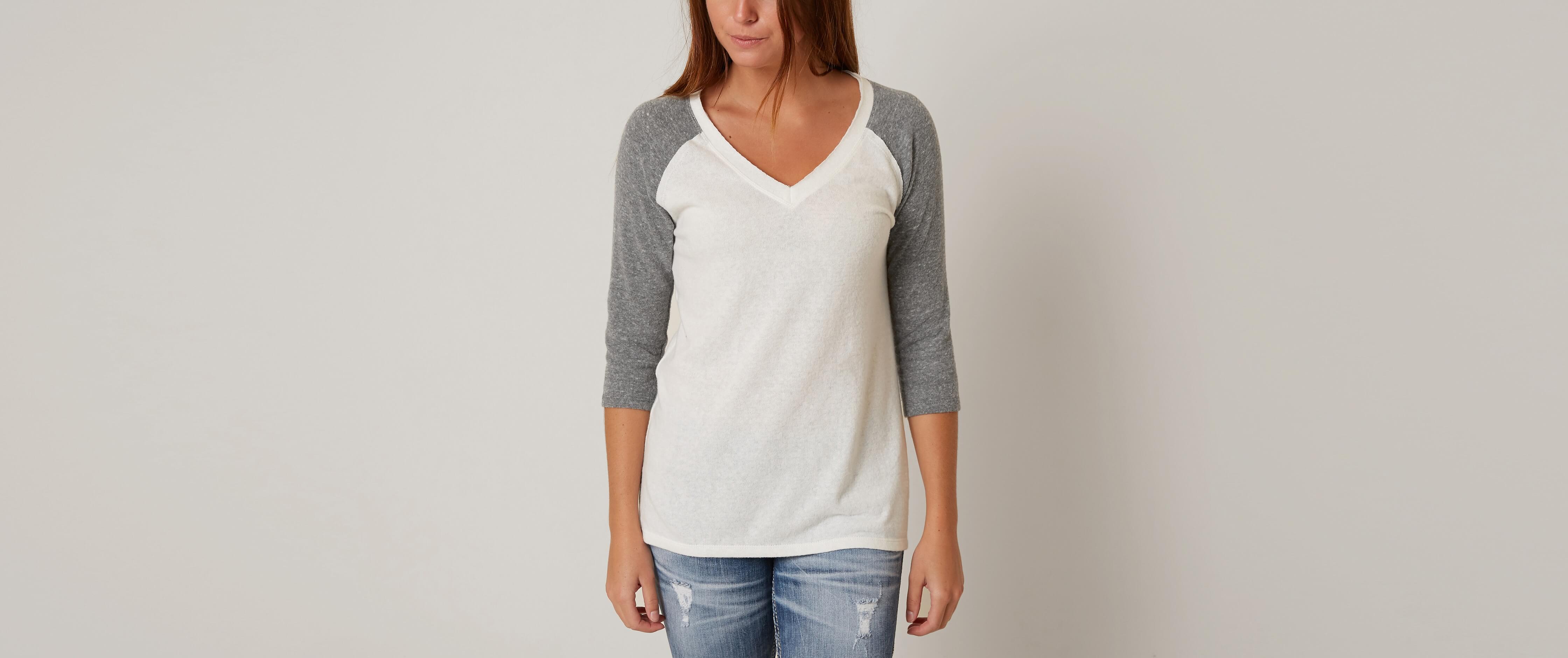 BKE Raw Edge Top - Women's T-Shirts in Cream Grey | Buckle
