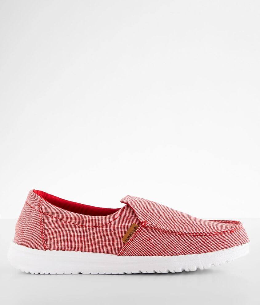 Hey Dude Misty Stretch Shoe Womens Shoes In Red Buckle
