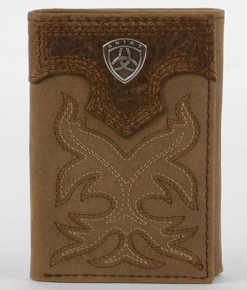 Ariat Embroidered Wallet - Men's Bags in Med Brown Distressed | Buckle