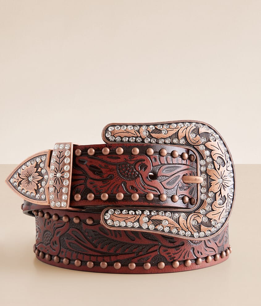 Angel Ranch Studded Western Leather Belt - Women's Belts in Brown | Buckle
