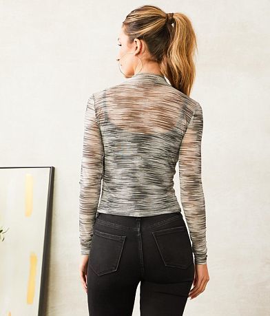 Willow & Root Sheer Space Dye Top - Women's Shirts & Blouses in Black ...