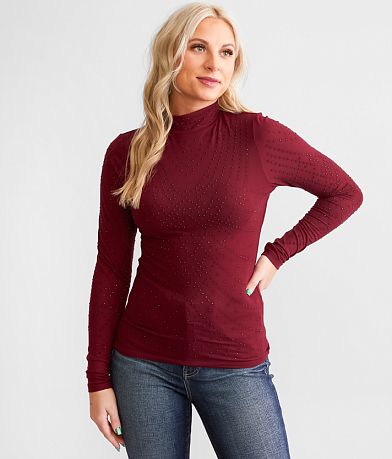 red by BKE Rhinestone Top - Women's Shirts & Blouses in Cordovan | Buckle