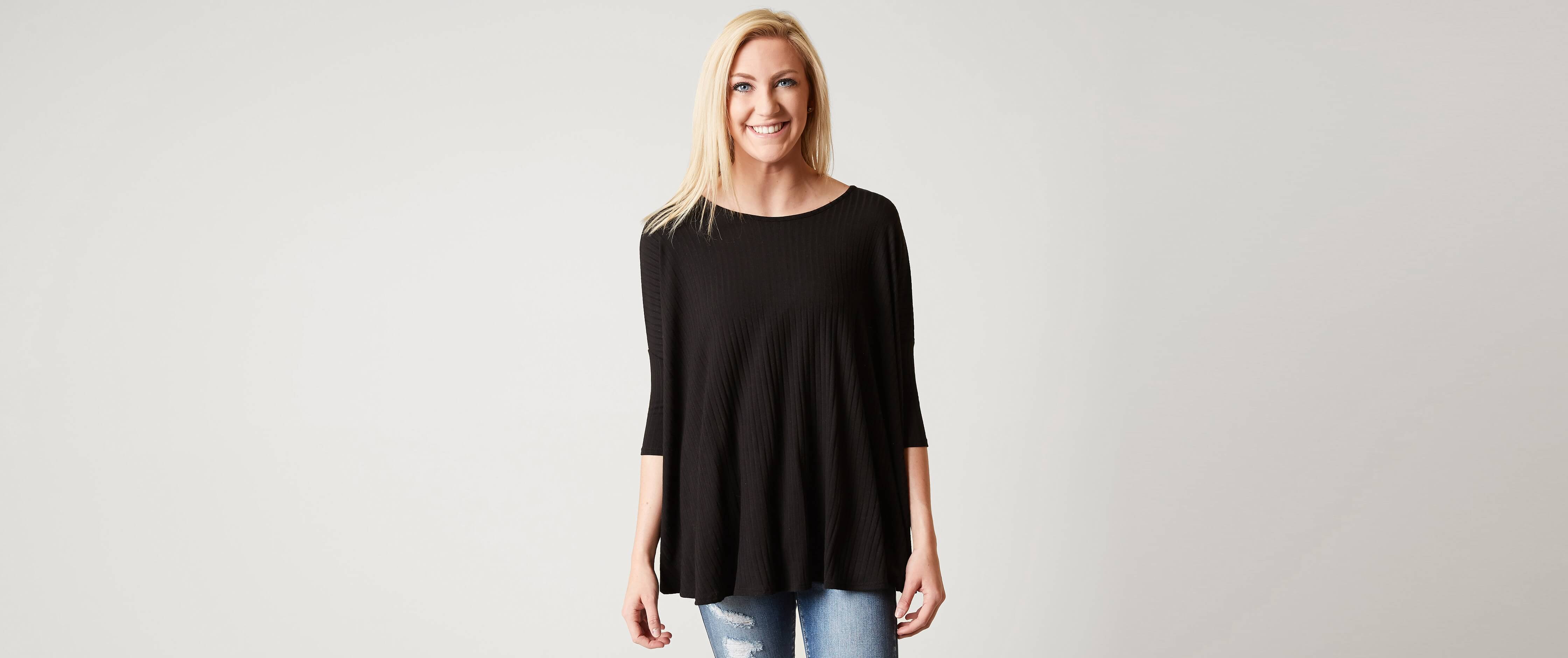 red by BKE Ribbed Top - Women's Shirts/Blouses in Black | Buckle