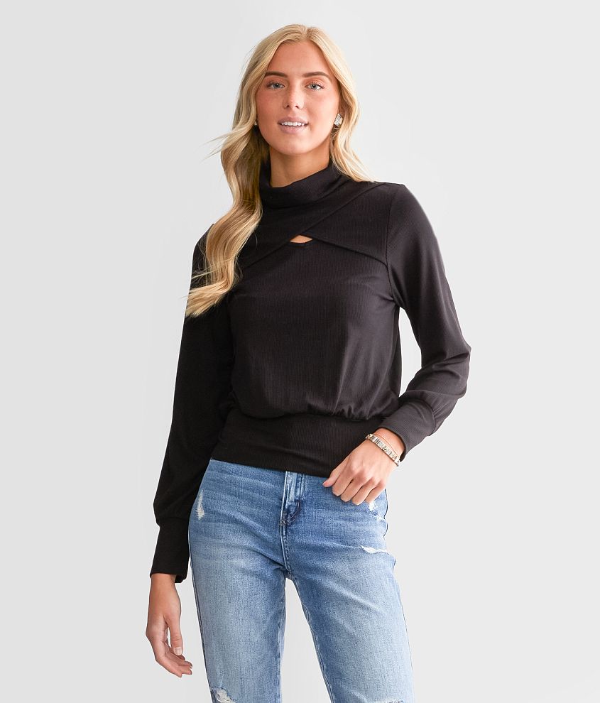red by BKE Turtleneck Keyhole Top - Women's Shirts/Blouses in Black ...