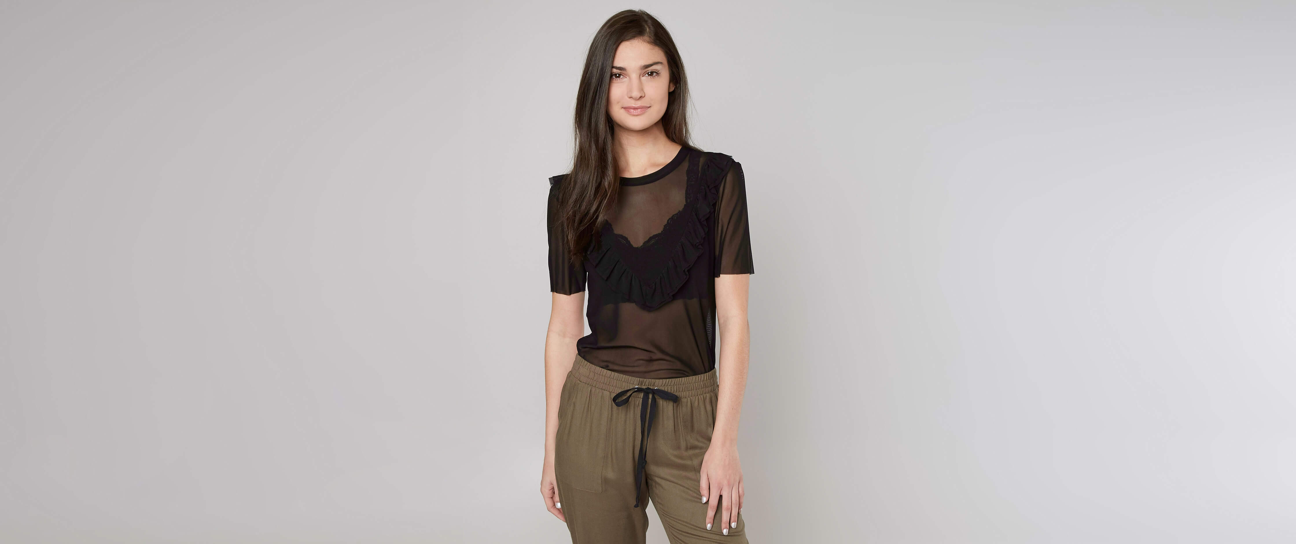 grehy Sheer Ruffle Top - Women's Shirts/Blouses in Black | Buckle