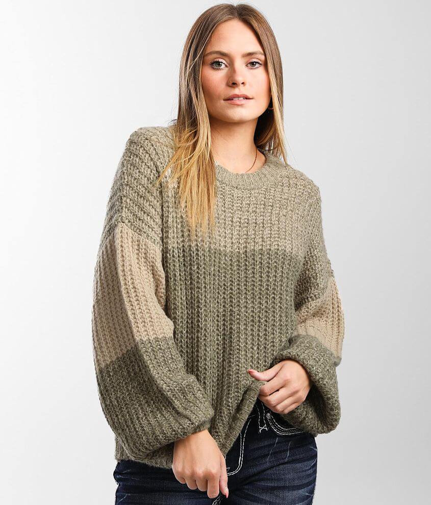 BKE Marled Color Block Sweater - Women's Sweaters in Olive Marl | Buckle