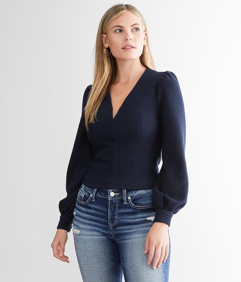 red by BKE Ribbed V-Wire Top - Women's Shirts/Blouses in Dark Sapphire ...