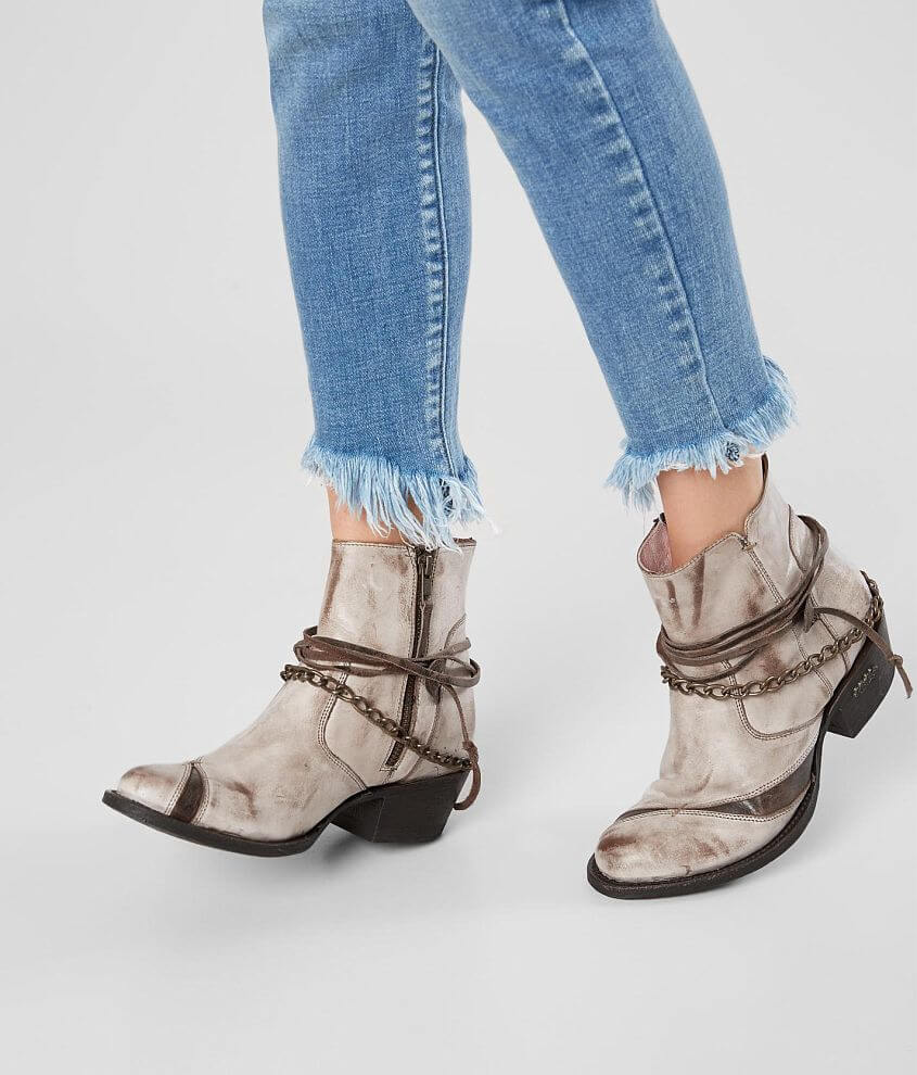 Miss Macie Dancer Leather Boot Womens Shoes In Cream Multi Buckle