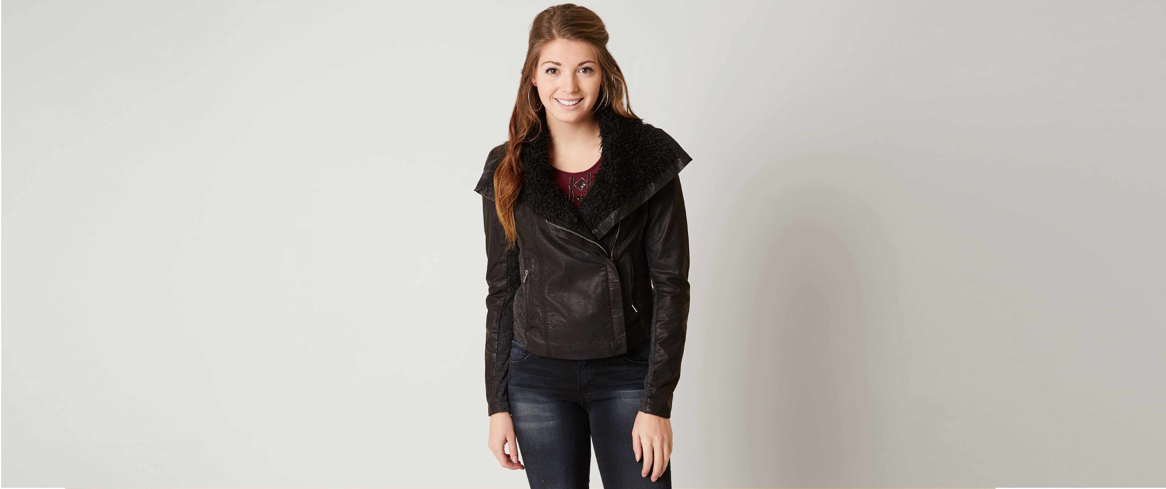 Miss Me Faux Leather Jacket - Women's Coats/Jackets in Black | Buckle