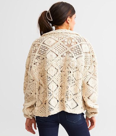 Miss Me Macrame Crochet Jacket - Women's Coats & Jackets in Beige | Buckle