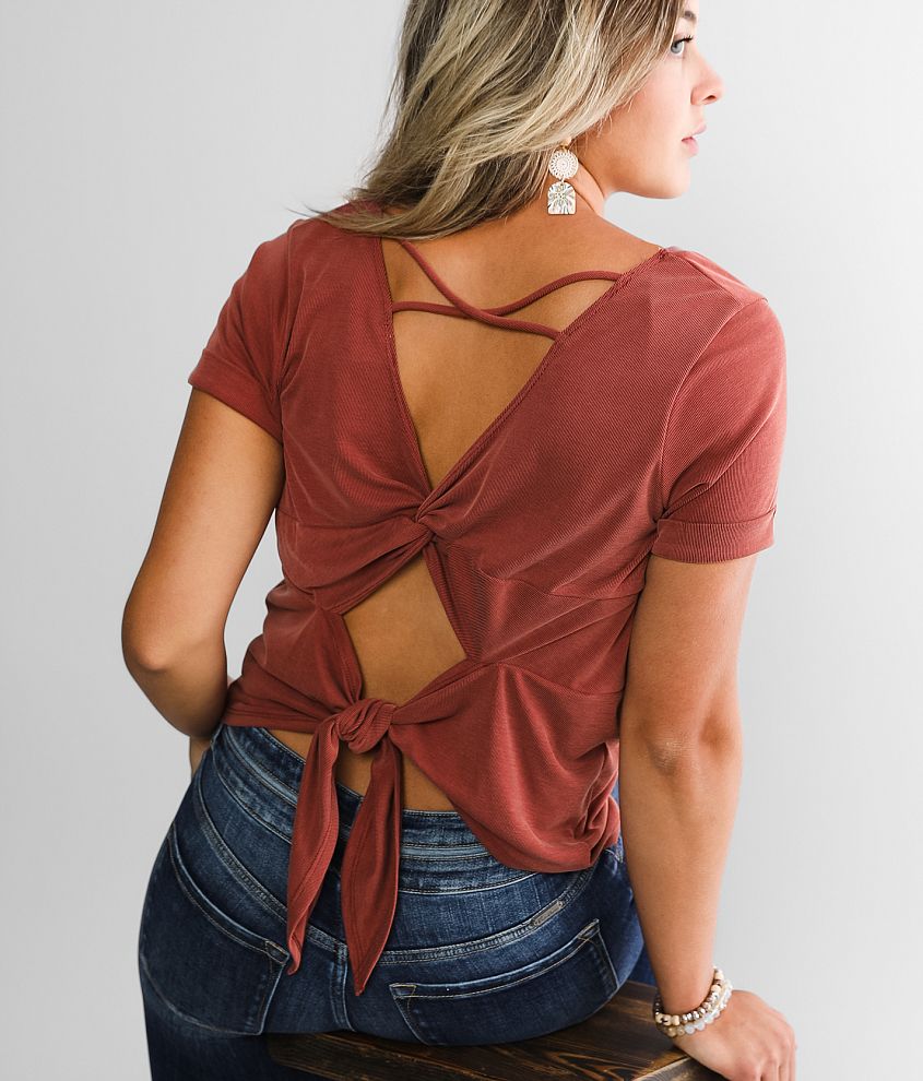 Daytrip Twisted Open Back Top - Women's Shirts/Blouses in Rosewood | Buckle