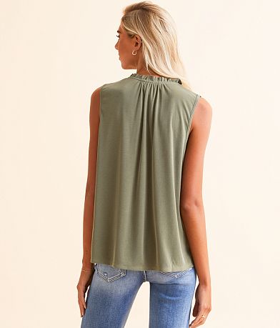 Daytrip Ribbed Notch Tank Top - Women's Tank Tops in Olive | Buckle