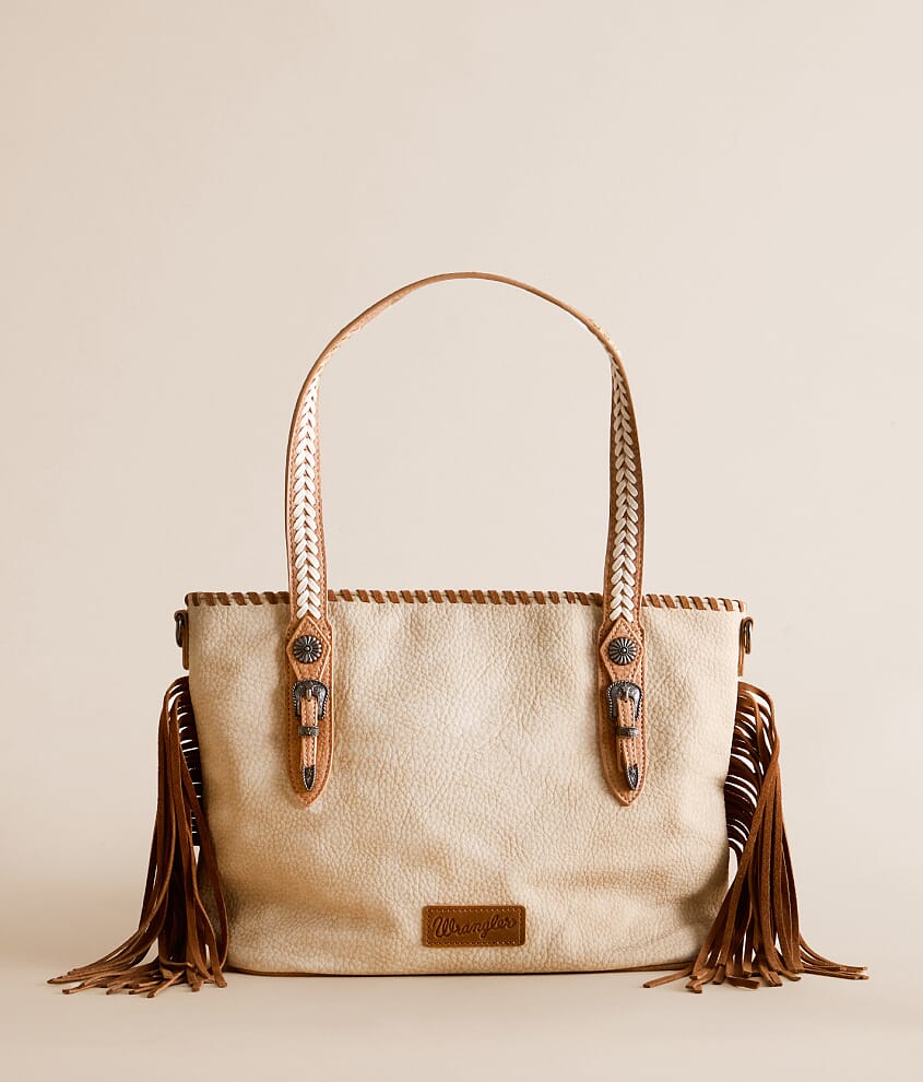 Wrangler® Western Leather Fringe Tote - Women's Bags & Wallets in Tan ...