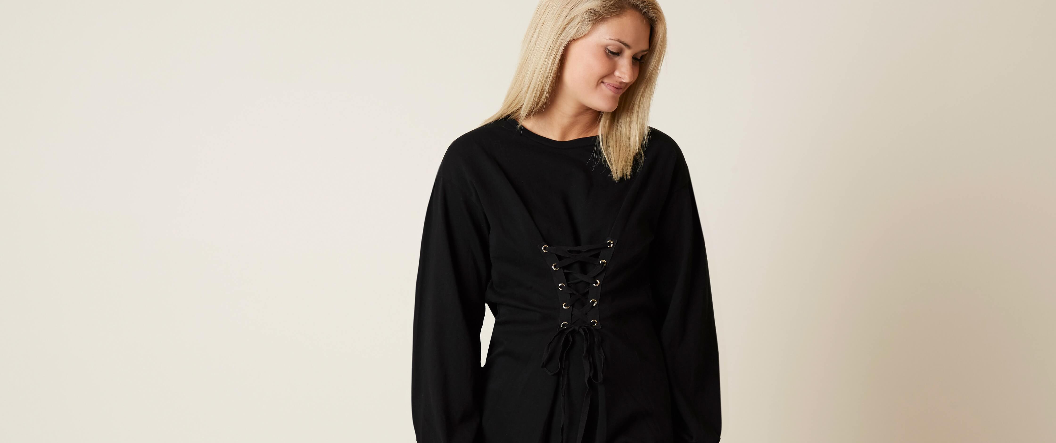 Mustard Seed Corset Tunic Top - Women's Shirts/Blouses in Black | Buckle