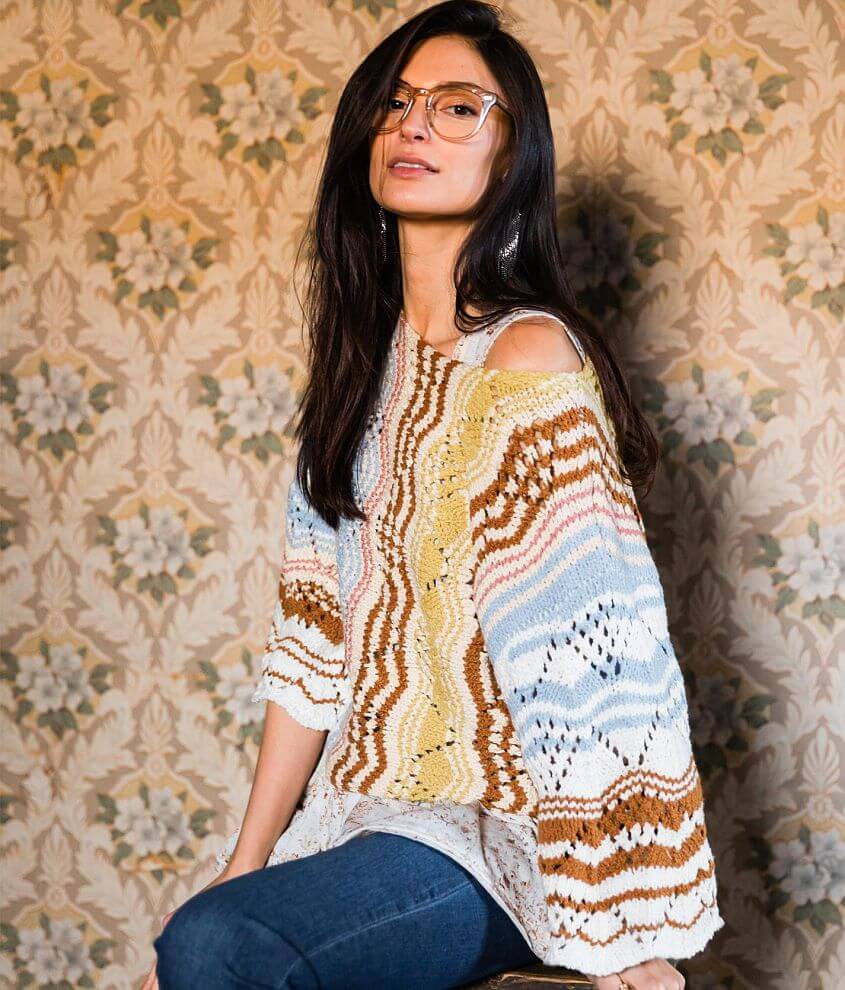 Gimmicks Striped Open Weave Sweater - Women's Sweaters in Multi | Buckle