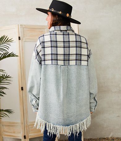 Oli & Hali Fringe Denim Shacket - Women's Coats & Jackets in Denim ...
