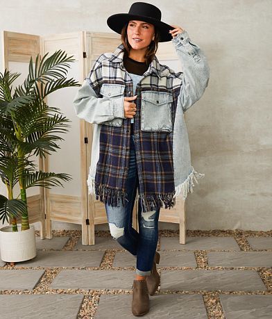 Oli & Hali Fringe Denim Shacket - Women's Coats & Jackets in Denim ...