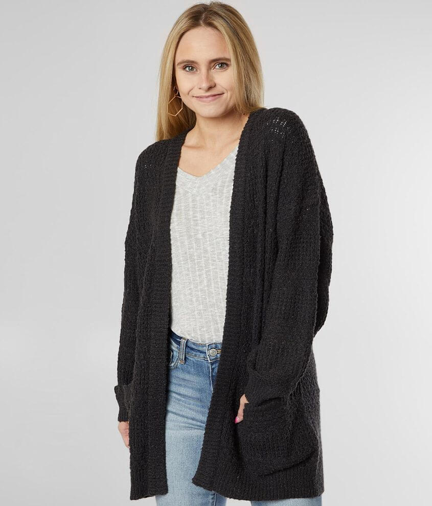 BKE Pointelle Cardigan Sweater - Women's Sweaters in Black | Buckle