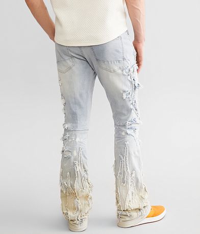 Smoke Rise® Stacked Flare Stretch Jean - Men's Jeans in Ombre Blue | Buckle