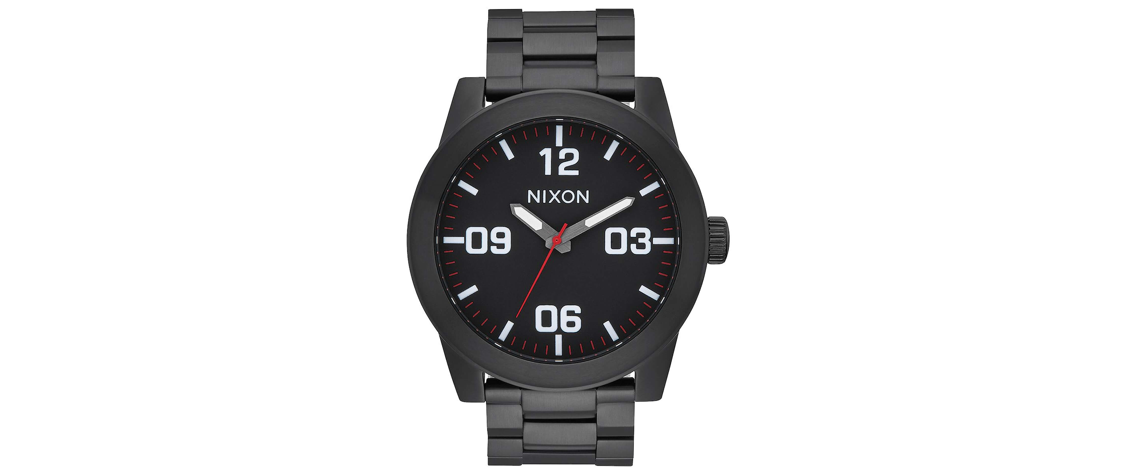 Nixon The Corporal Watch - Men's Watches in All Black White | Buckle