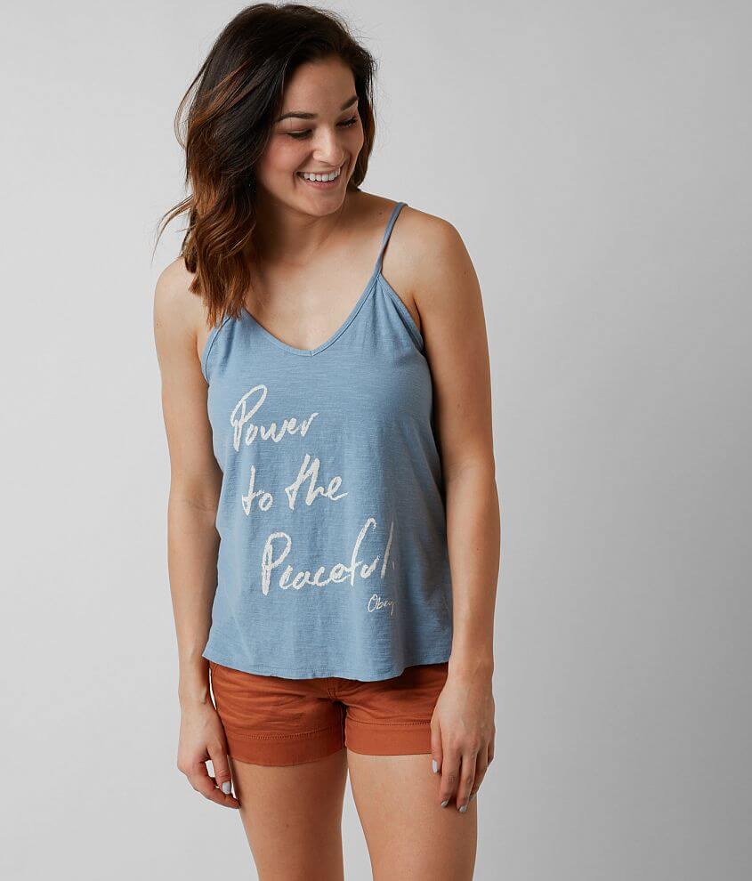 OBEY Power To The Peaceful Tank Top - Women's Tank Tops in Faded Denim ...