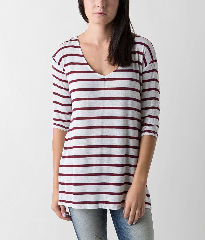 BKE red Striped Top - Women's Shirts/Blouses in Grey Burgundy | Buckle