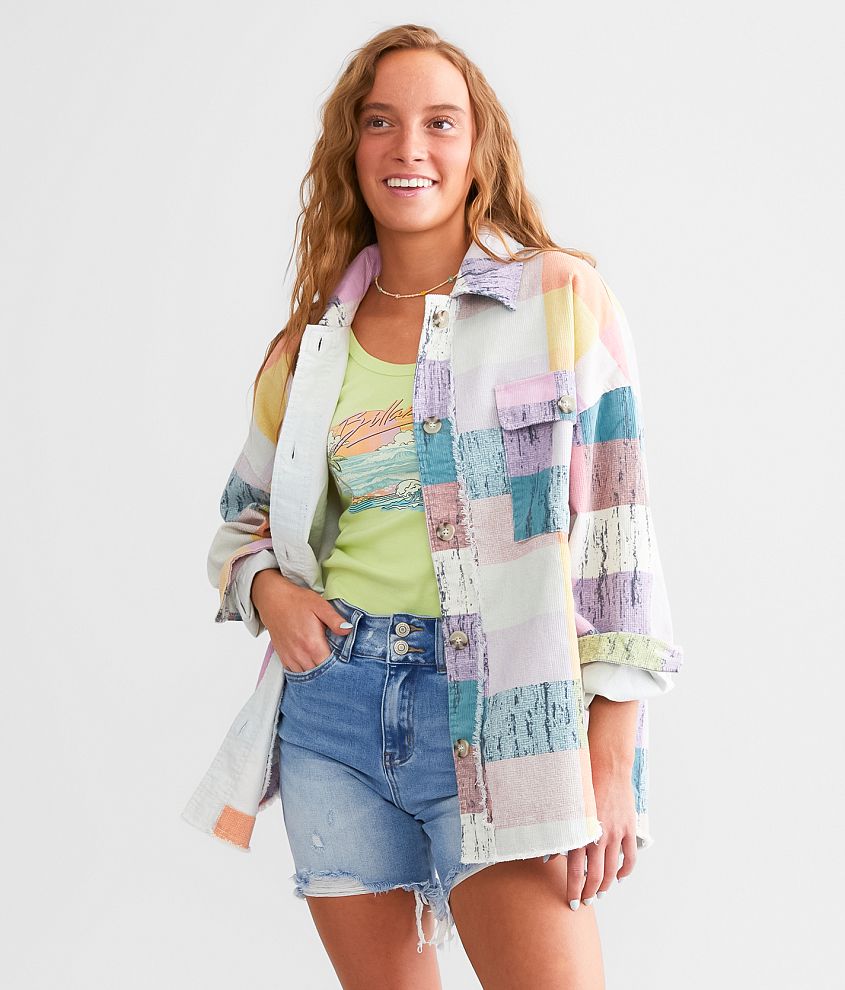 Peach Love California Checkered Corduroy Shacket - Women's Coats ...