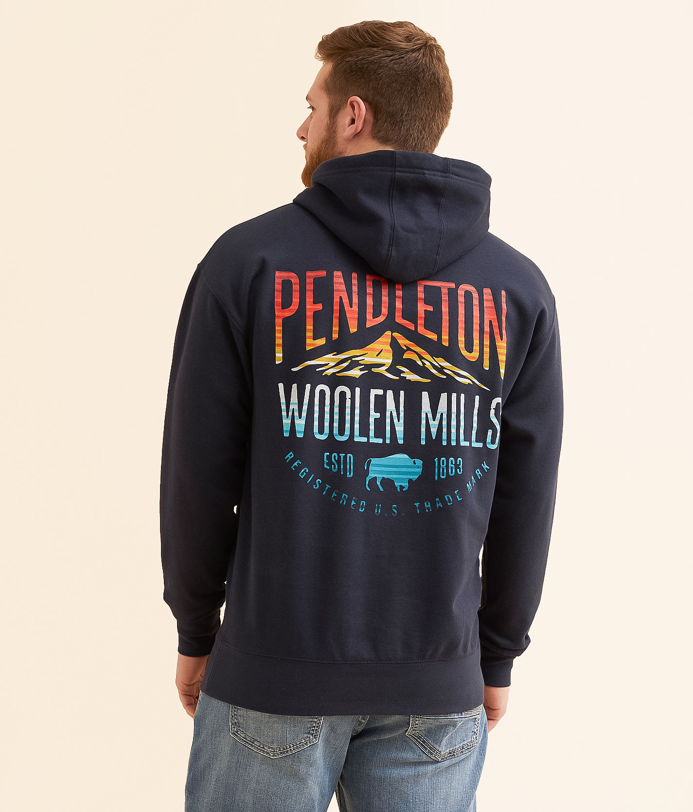 Pendleton Ombre Logo Hooded Sweatshirt - Men's Sweatshirts in Navy
