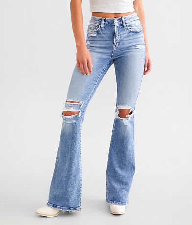 HIDDEN Happi Cheetah Flare Stretch Jean - Women's Jeans in HIDDEN Happi Cheetah Flare Stretch Jean - Women's Jeans in