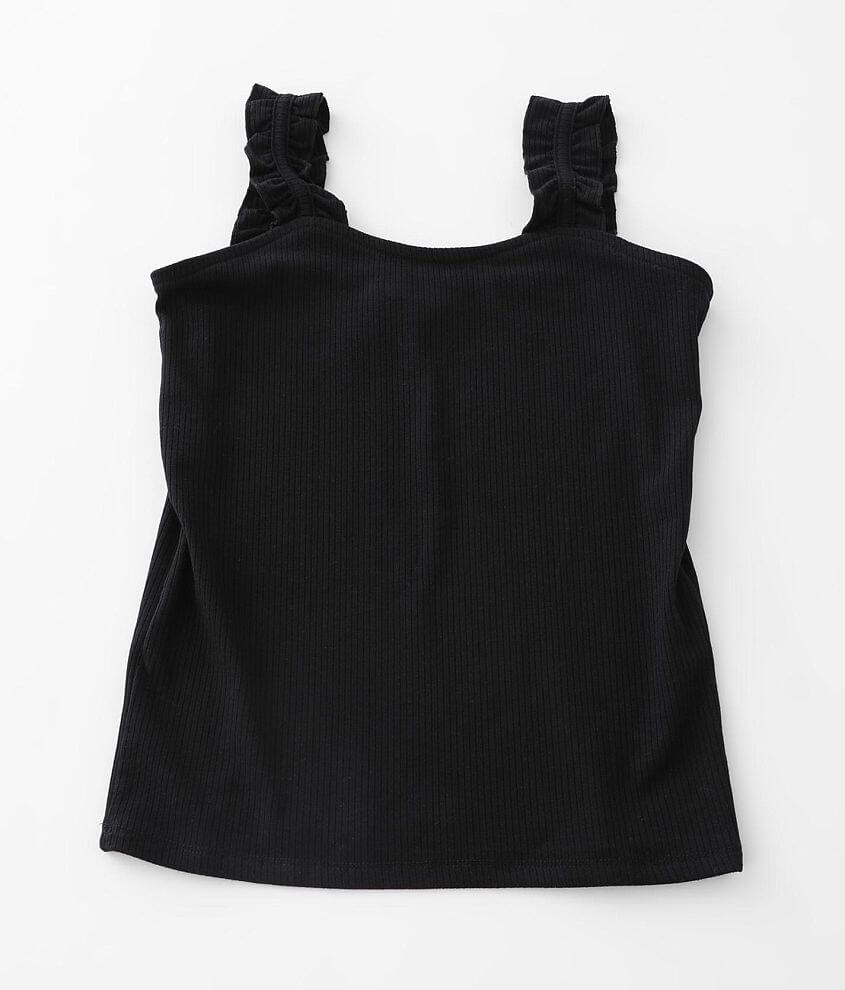 Girls Willow And Root Ruffle Strap Tank Top Girls Tank Tops In Black