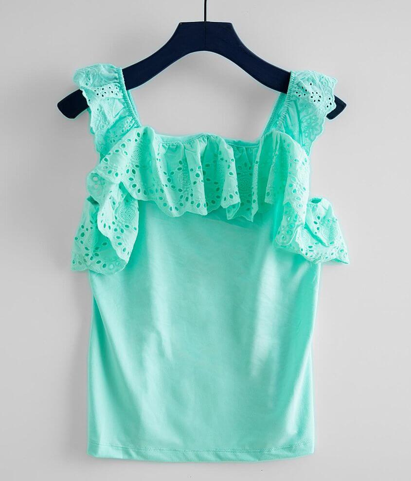 Girls - Daytrip Eyelet Ruffle Tank Top - Girl's Tank Tops in Sweet Mint ...