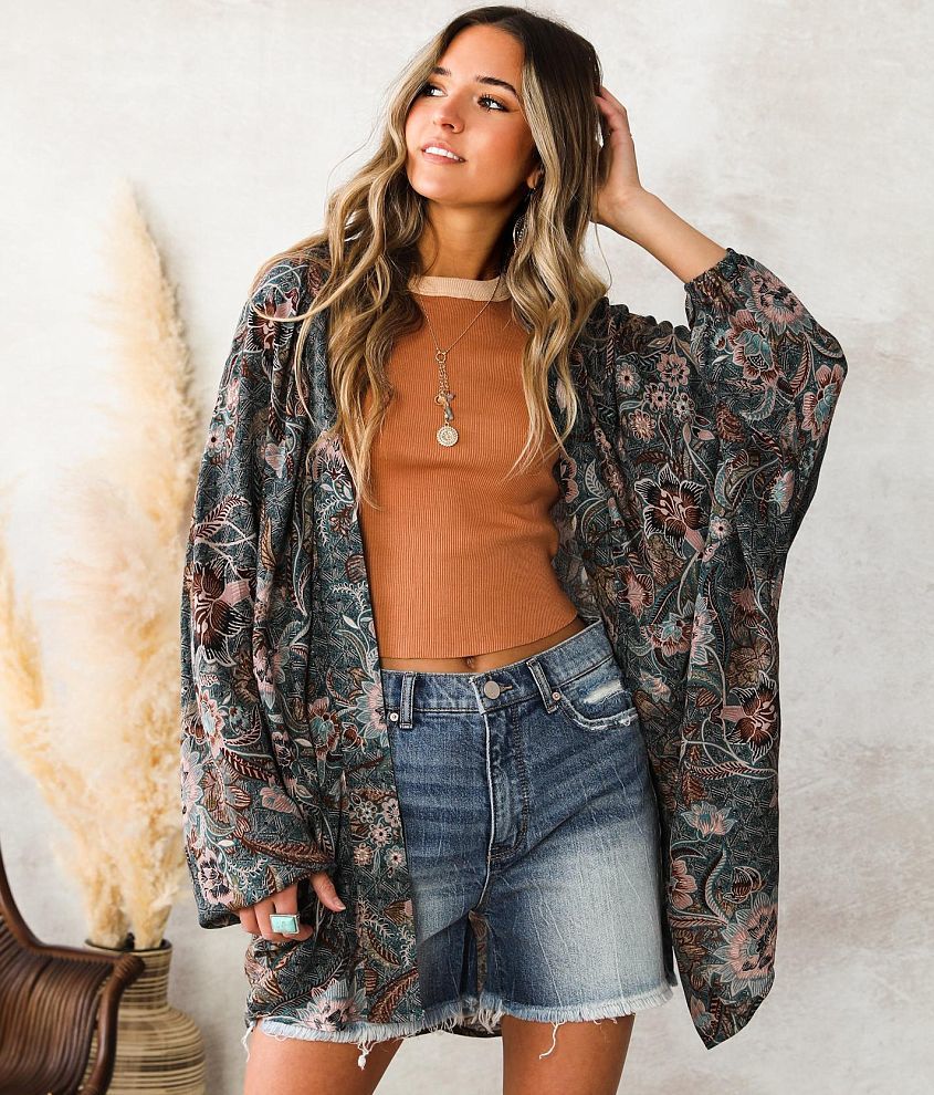 Willow & Root Floral Dolman Kimono - Women's Kimonos in Teal Multi | Buckle