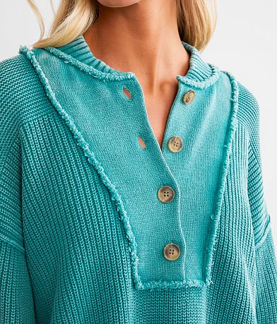 BKE Washed Henley Sweater - Women's Sweaters in North Sea | Buckle