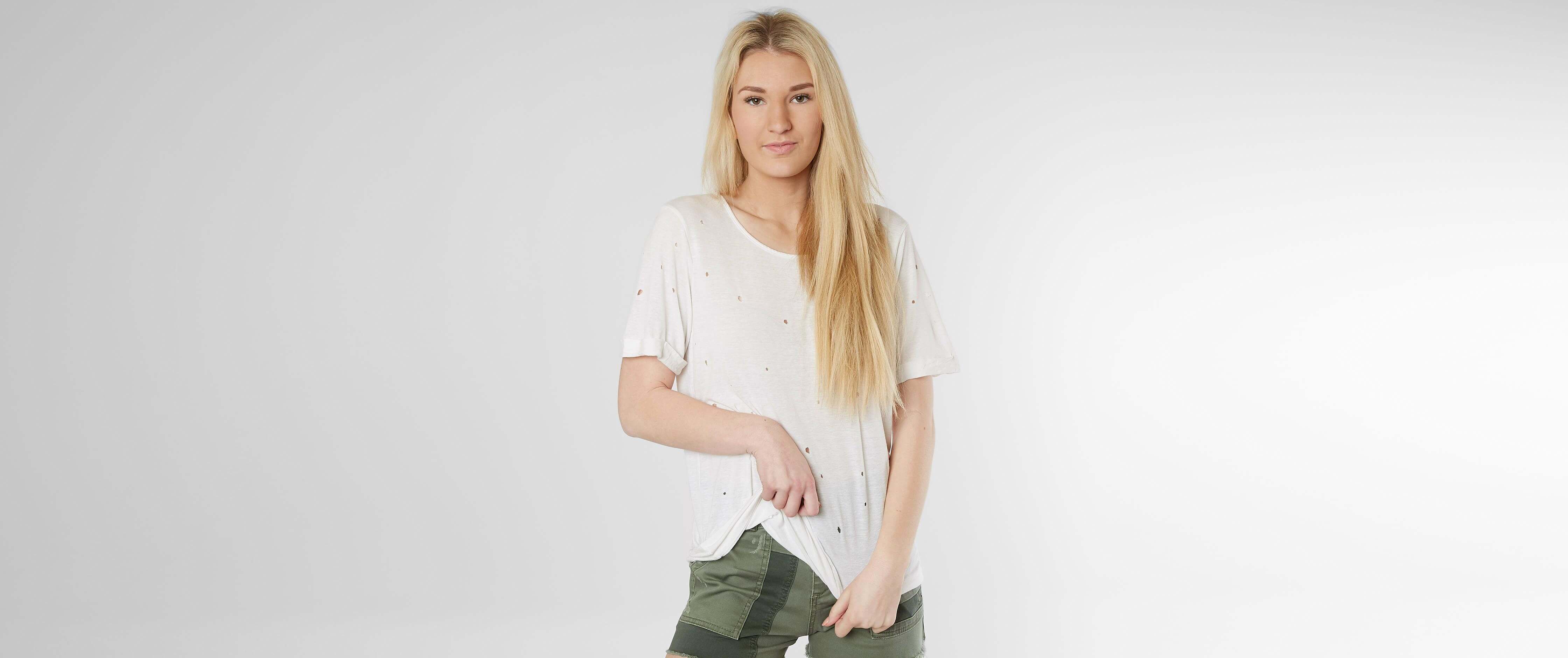 Gilded Intent Raw Edge Top - Women's Shirts & Blouses in White | Buckle