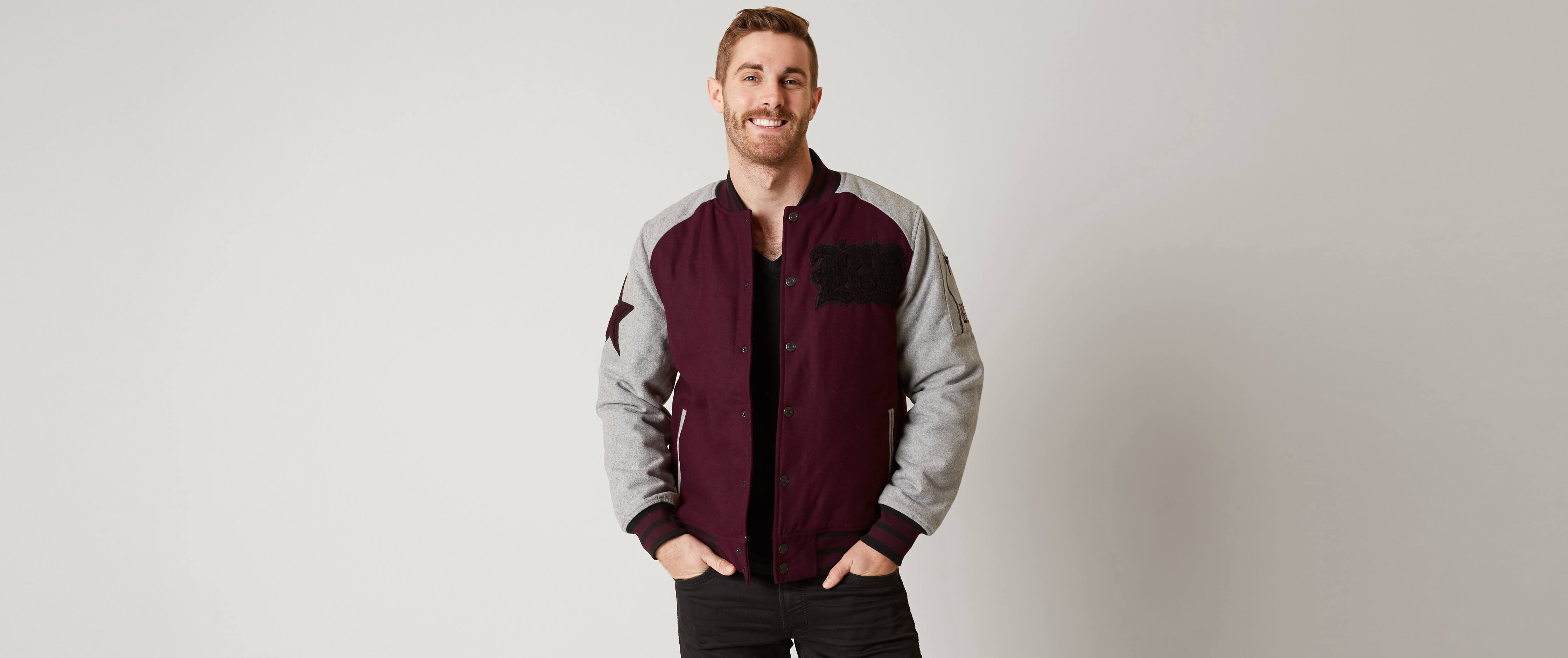 Rock Revival Varsity Jacket - Men's Coats/Jackets in Maroon Grey | Buckle