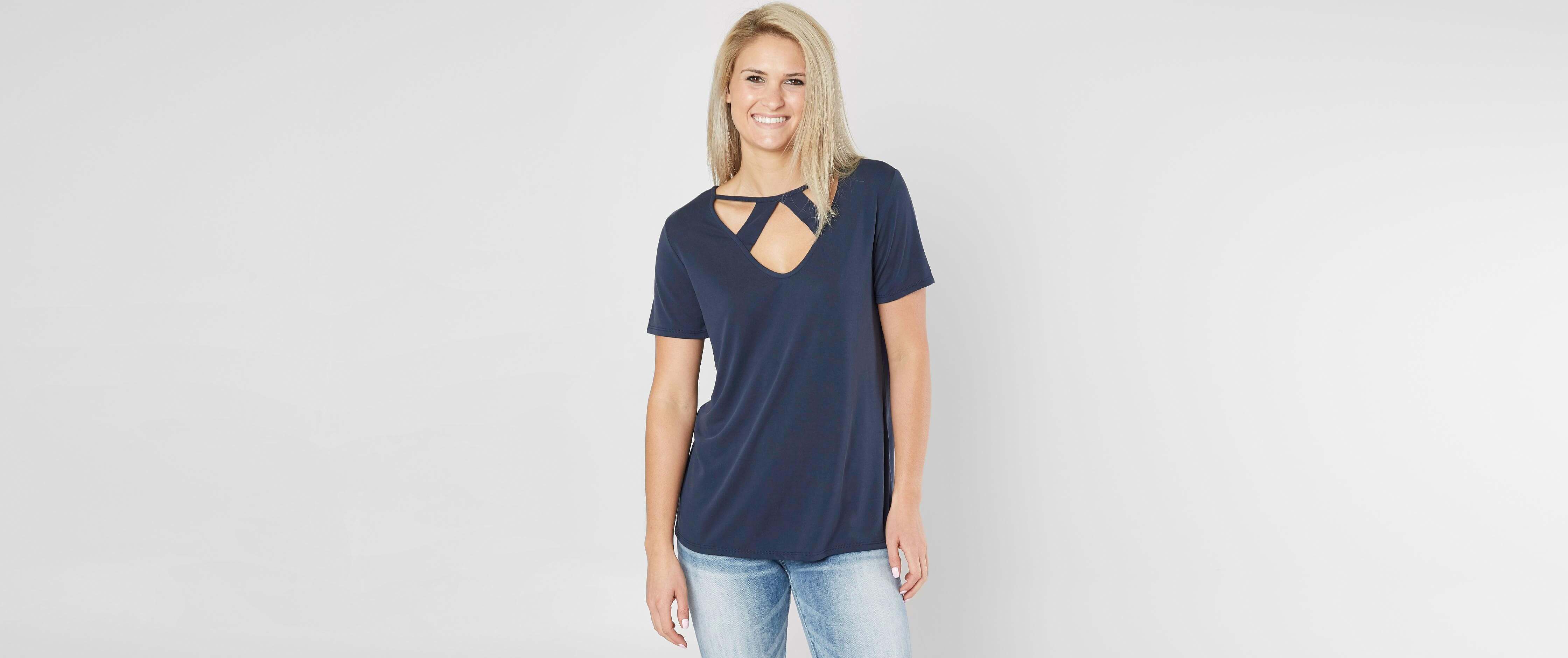 red by BKE Cut-Out Top - Women's Shirts/Blouses in Blue Nights | Buckle