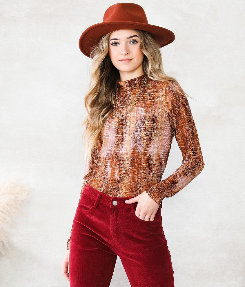 Willow & Root Snake Print Mock Neck Top - Women's Shirts/Blouses in ...