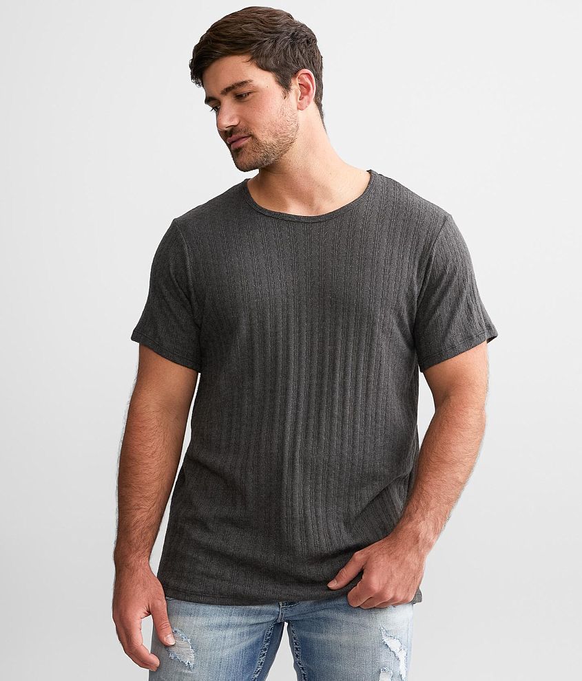 Rustic Dime Ribbed T-Shirt - Men's T-Shirts in Heather Charcoal | Buckle