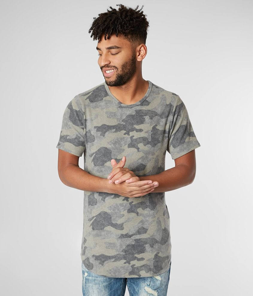 Rustic Dime Camo Fleece Long Body T-Shirt - Men's T-Shirts in Green ...