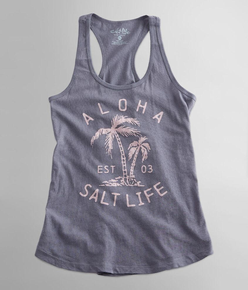 Salt Life Say Aloha Tank Top - Women's Tank Tops in Frost Grey | Buckle