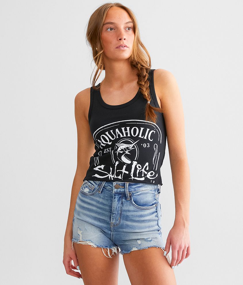 Salt Life Aquaholic Daze Cropped Tank Top - Women's Tank Tops in Black ...