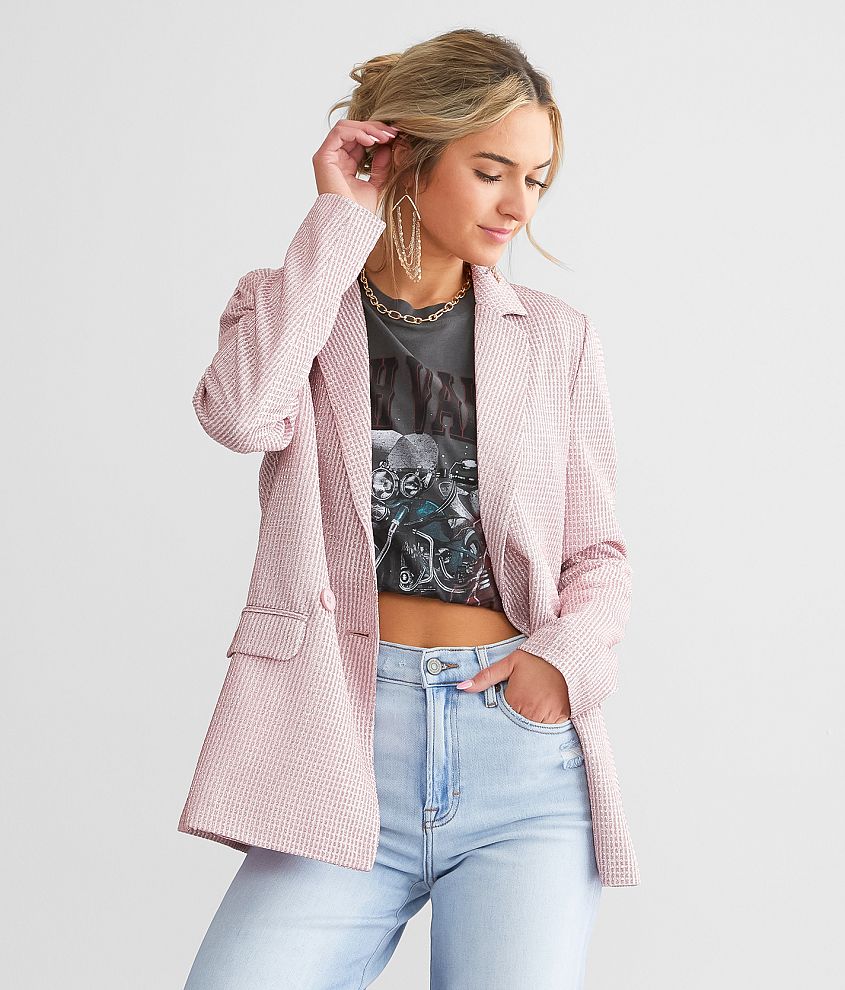 Know One Cares Metallic Blazer - Women's Coats/Jackets in Light Pink ...