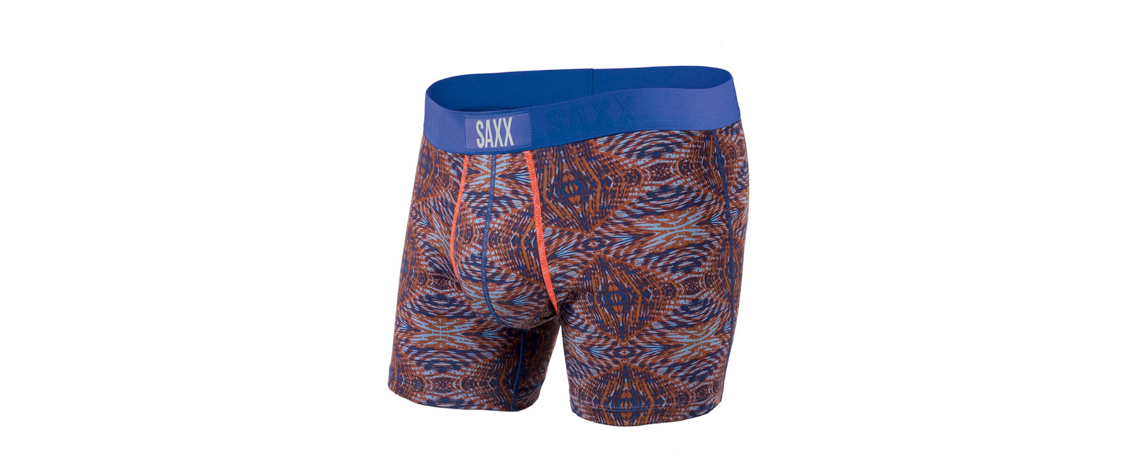 SAXX Vibe Stretch Boxer Briefs - Men's Boxers in Bright Navy Tribal ...
