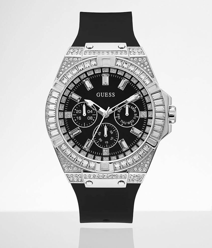 Guess Silicone Glitz Watch - Men's Watches in Black | Buckle