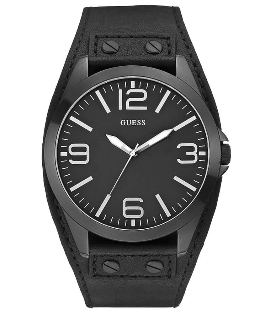 Guess Leather Watch - Men's Watches in Black | Buckle