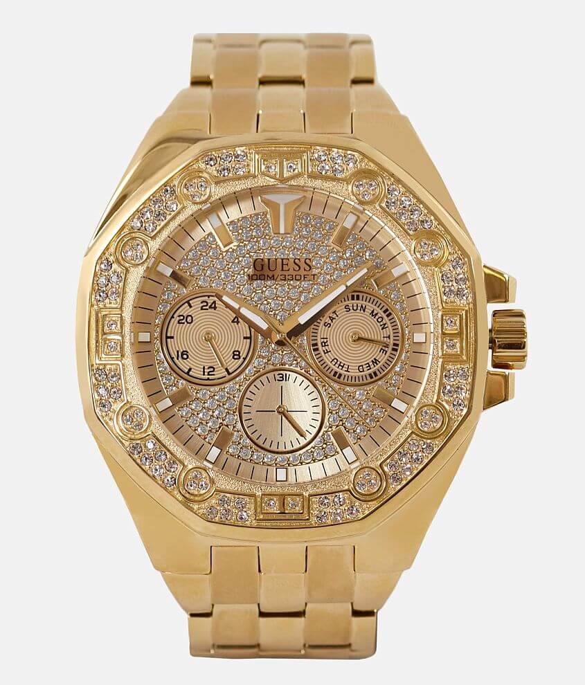 Guess Top Gun Rhinestone Watch - Men's Watches in Gold | Buckle
