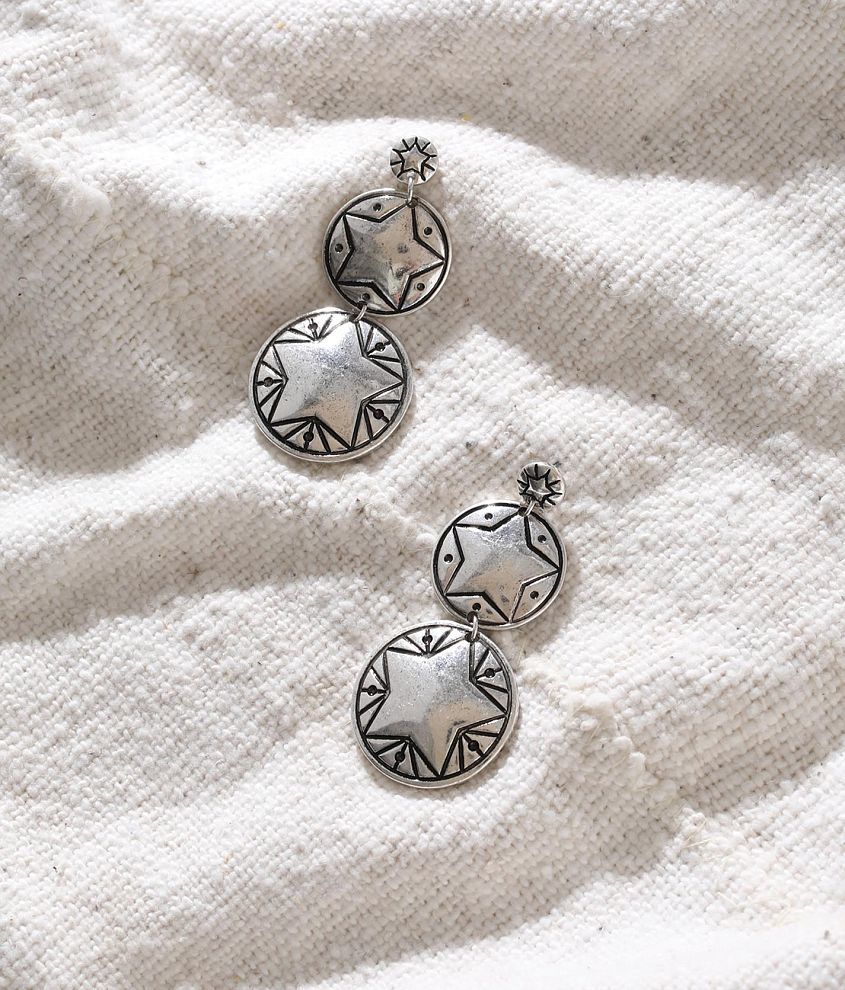 Sterling & Stitch Embossed Star Earring - Women's Jewelry in Burnished ...